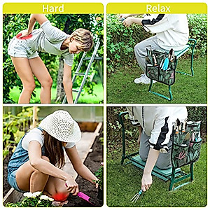 Asgens Garden Kneeler and Seat Stool with Large Tool Pocket and Soft Kneeling Pad Heavy Duty Garden Foldable Bench for Gardening Lovers