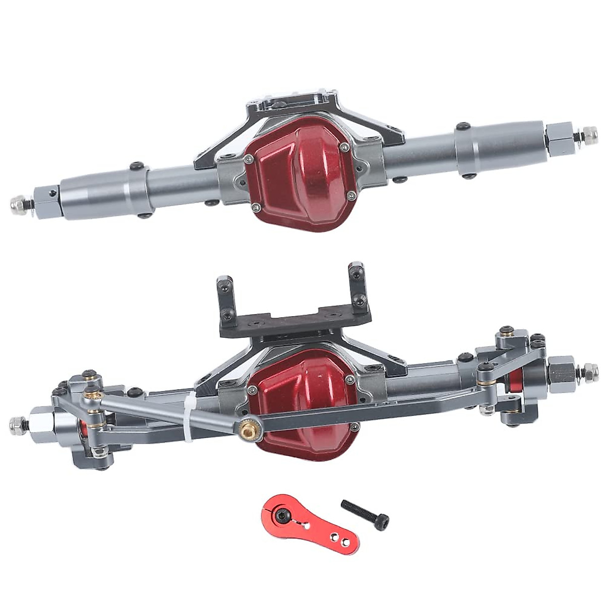 RZXYL 1:10 Rock Crawler Axle, Aluminum Alloy Front and Rear Axle for Axial SCX10 RC Crawler Car (Titanium)