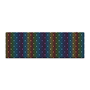 Ambesonne Dog Lover Bench Cushion, Paw Print Pattern with Diamond Shaped Rhombus Shapes Design Geometric Arrangement, Standard Size Foam Pad with Decorative Fabric Cover, 45" x 15" x 2", Night Blue