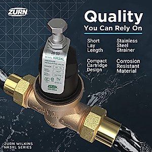 Zurn Wilkins 34-NR3XLDU 3/4" NR3XL Pressure Reducing Valve with Double Union FNPT Connection