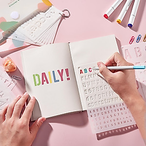 1/4, 1/2, 3/4, 1, 5/4 Inch Letter Stencils for Painting – 36 PCS (5.1 X 7.9 Inch) Plastic Stencils for Crafts Reusable - Small Number and Alphabet Stencils