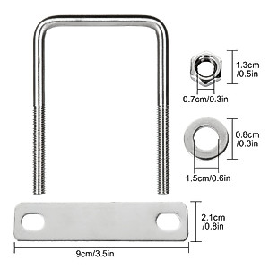 CertBuy 8 Pack Square U-Bolts 2-1/2" Inner Width 100mm Length 304 Stainless Steel U-Bolts with Washers and Nuts Replacement Parts and Accessories for Automobiles Trailer, Ski Boat, or Sailboat Trailer