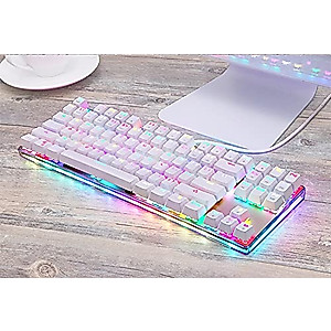 QHH Mechanical Gaming Keyboard RGB LED Rainbow Backlit Wired Keyboard with Red Switches for PC/Gamer, Typist