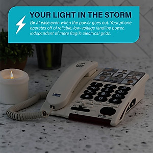 Amplified Big Button Landline Phone for Seniors – 26dB Home Phone with Photo Buttons – Telephones for Hearing Impaired & Simple Big Button Telephone Number for Seniors by Serene Innovations.