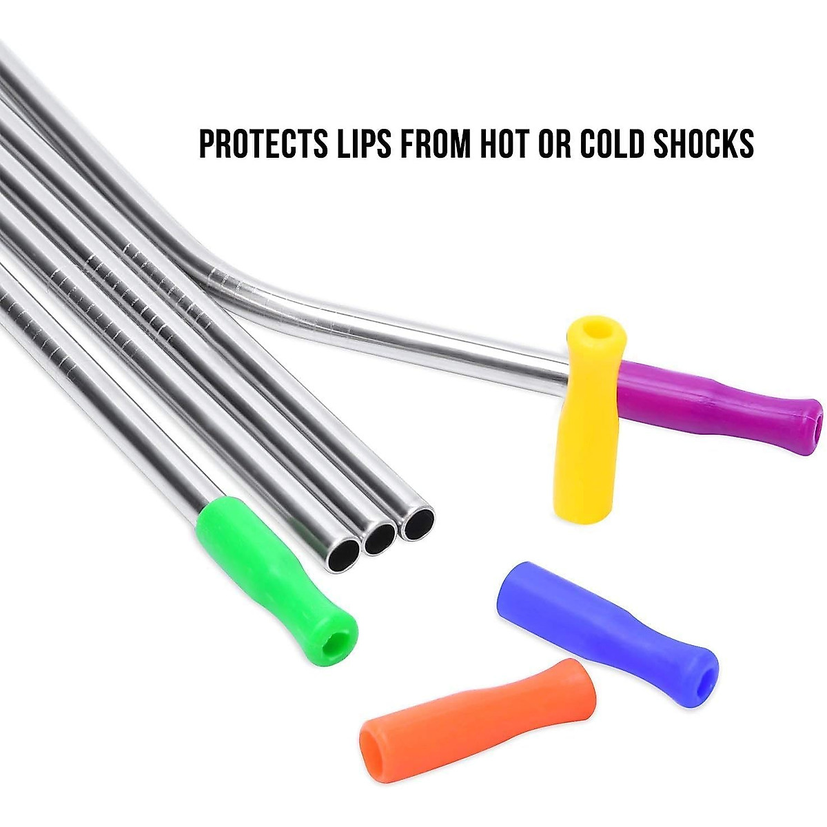 10pcs Reusable Metal Stainless Steel Straws 10.5'' with Silicone Tips & Buckle drinking straw for 20-40 Oz RamblersTumblers Rumblers Cold Beverage, Ultra Long(10.5 inch)