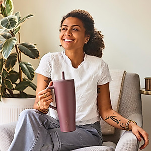 BrüMate Era 40 oz Tumbler with Handle and Straw | 100% Leakproof Insulated Tumbler with Lid and Straw | Made of Stainless Steel | Cup Holder Friendly Base | 40oz (Dark Aura)