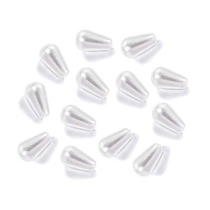 AKOAK Pack of 100 White Plastic Faux Pearl Teardrop Imitation Pearl Waterdrop Beads for DIY Jewelry Making (6MM x 10MM)