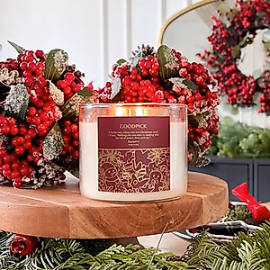 Goodpick Bayberry Scented Candle, Christmas Holiday Candles Gifts, Jar Candle for Living Room, Soy Candles for Friend, 3 Wicks Scentsational Candles, 14.5 Oz Includes Lid