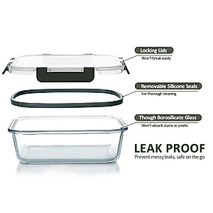 M MCIRCO 30 Pieces Glass Food Storage Containers with Upgraded Snap Locking Lids,Glass Meal Prep Containers Set - Airtight Lunch Containers, Microwave, Oven, Freezer and Dishwasher Friendly