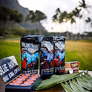 Farm-fresh: 100% Kona Coffee - Medium Roast - Compatible with K-Cup 2.0-10 Single Serve Pods - Blue Horse 100% Kona Coffee Arabica Beans from Hawaii