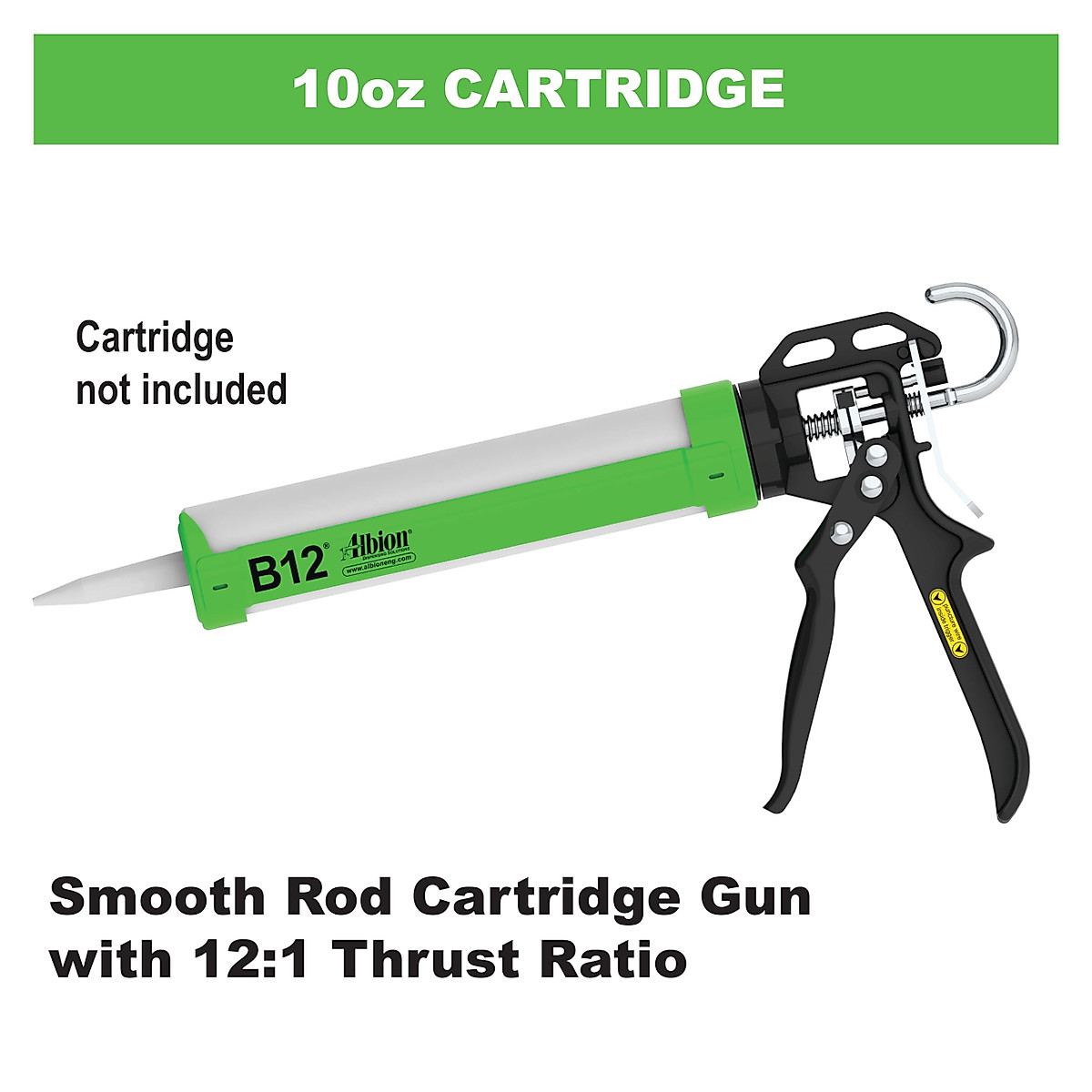 Albion Engineering Company B12 B-Line Manual Cartridge Caulking Gun, 1/10 Gallon (10 oz), 12:1 Drive