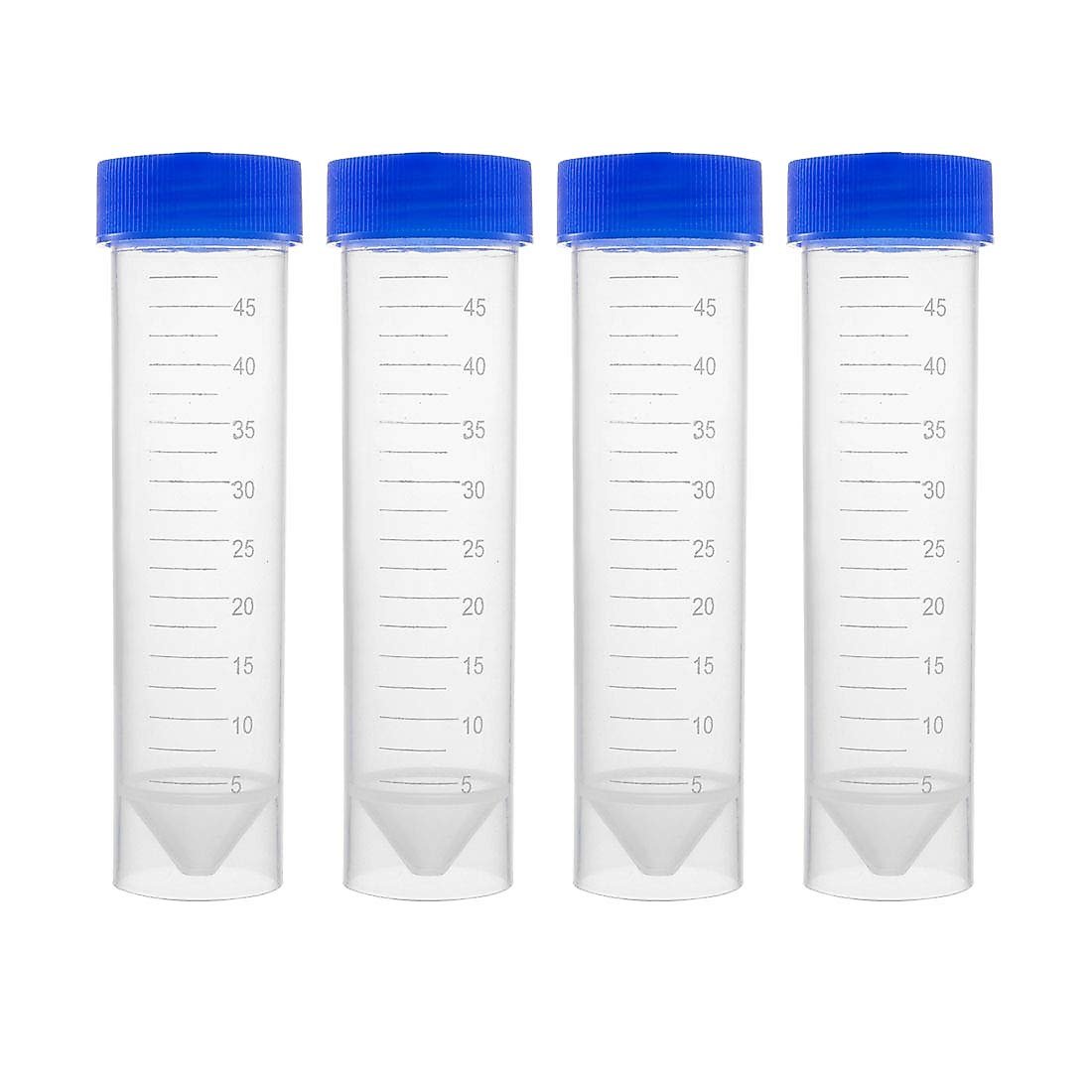 uxcell 10 Pcs 45ml Plastic Centrifuge Tubes with Screw-on Cap, Polypropylene Graduated Micro Centrifuge Tube, Self Standing, Blue, Storage Container for Beads Sample Lab