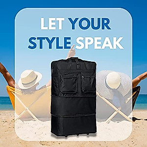 Homiegear Expandable Rolling Wheeled Duffle Bag Spinner Suitcase Luggage - 6 Wheels (36 Inch)