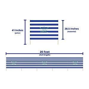 BEACH FENCE Premium 20 ft Beach Windscreen, Privacy Screen, Wind Blocker - Original Nautical, Free Rubber Mallet and Carry Bag Included