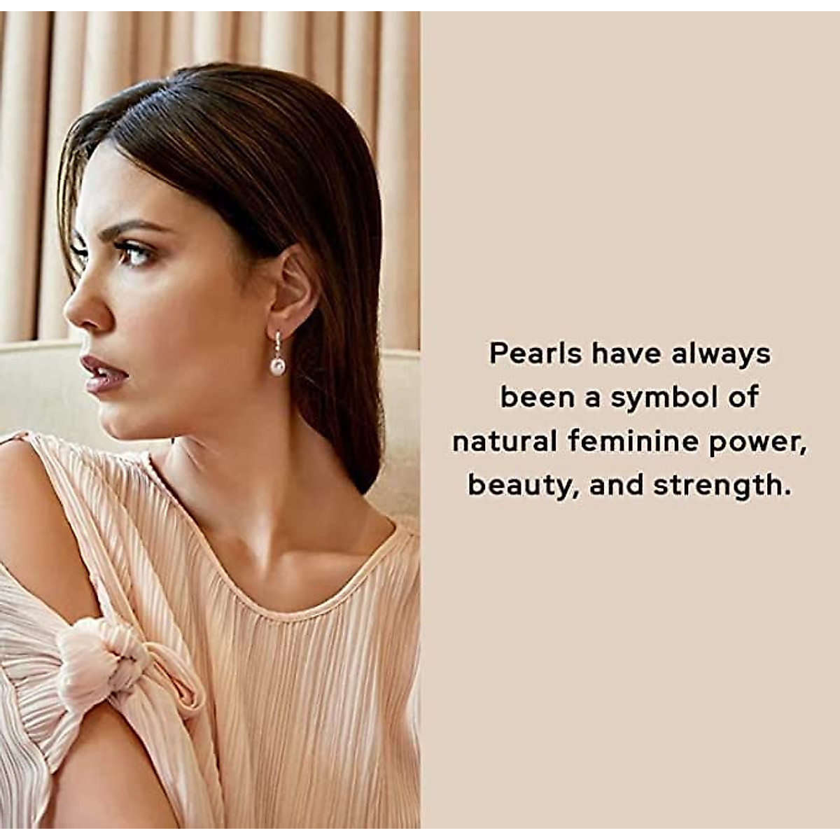 The Pearl Source Genuine AAA Quality 9mm Pink Freshwater Cultured Real Pearl Dangle Earrings for Women | Trendy Valentine Girls Prom Bridesmaid Wedding Earring | 14K Gold Plated 925 Sterling Silver