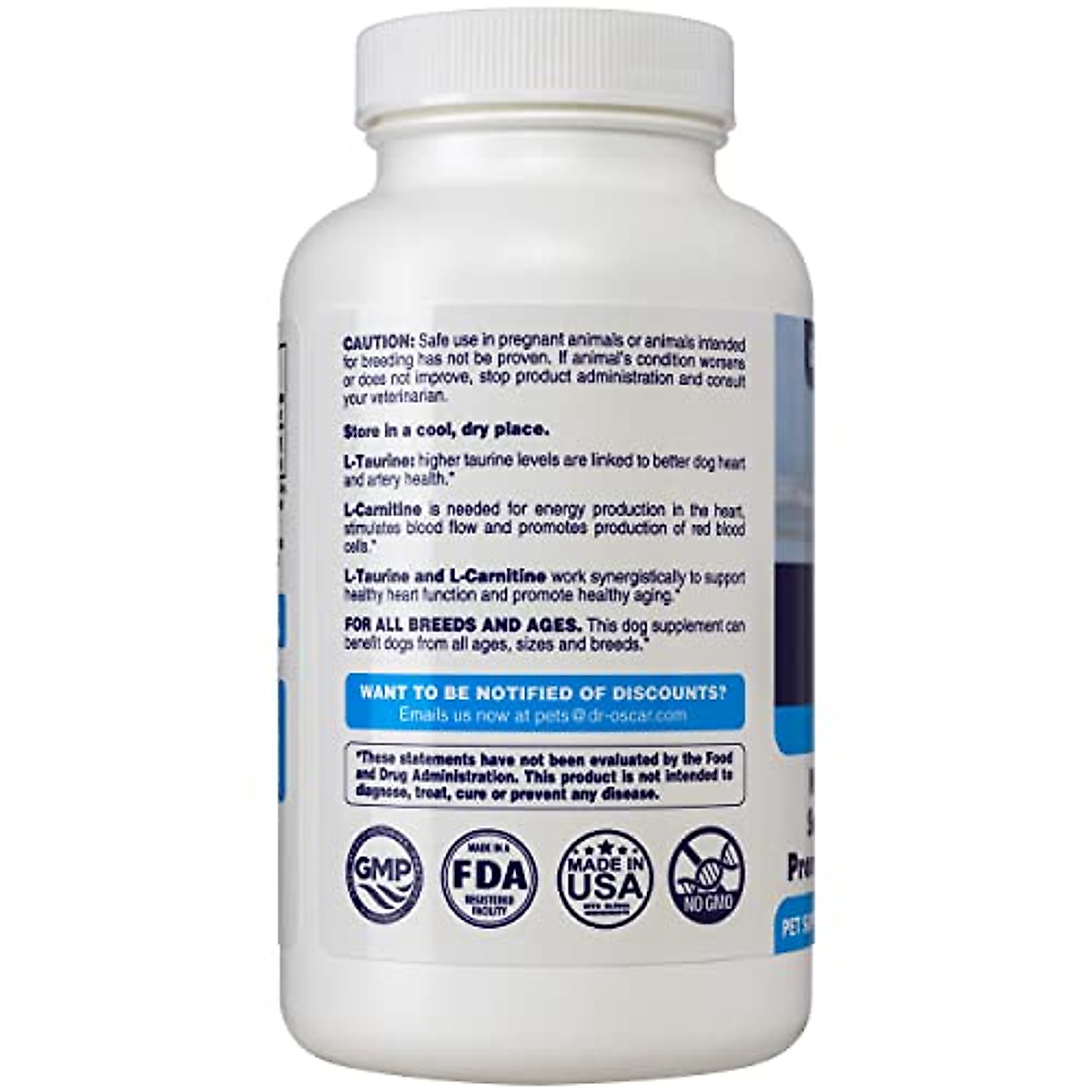 Taurine Supplement for Dogs, Meets RDA of 500 mg per 25lbs Weight Unlike Most Competitors, 120ct, Vet Endorsed for Enlarged Heart (DCM), Congestive Heart Failure (CHF) Taurine Deficiency, Heart Murmur