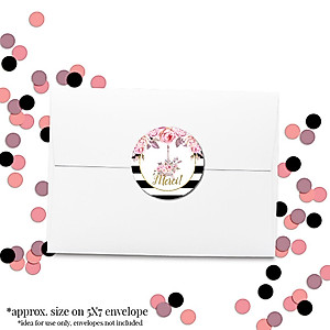 Ooh La La Paris Thank You Sticker Labels, 40 2" Party Circle Stickers by AmandaCreation, Great for Party Favors, Envelope Seals & Goodie Bags