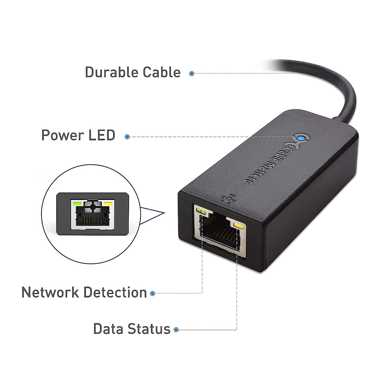 Cable Matters USB to Ethernet Adapter (USB 3.0 to Ethernet) Supporting 10/100/1000 Mbps Ethernet Network in Black & Snagless Cat6 Ethernet Cable