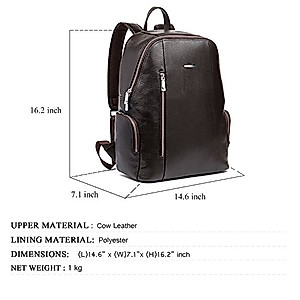 BOSTANTEN Leather Backpack College Laptop Travel Camping Shoulder Bag Gym Sports Bags for Men Coffee