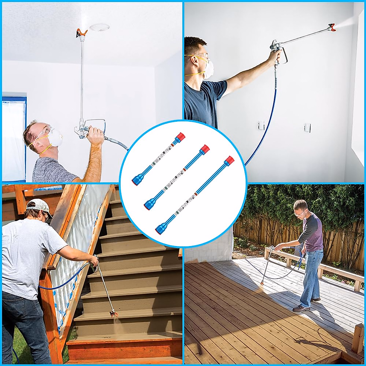 Spray freely 5PCS Airless Sprayer Gun Spray Painting Wand,Airless Spray Gun Tip Extensions,Airless Paint Sprayer Gun Tip Extension Pole,for Airless Paint Gun Wand (blue/8in 12in 20in 30in 40in)