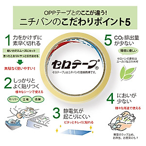 Nichiban CT-15355P Cellophane Tape, Large Roll, 0.6 inches (15 mm) x 12.8 ft (35 m), 5 Rolls