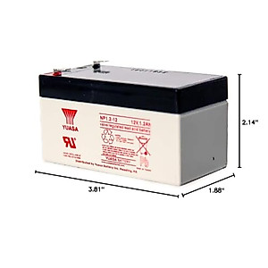 Yuasa NP1.2-12 12V/1.2AH Sealed Lead Acid Battery with F1 Terminal
