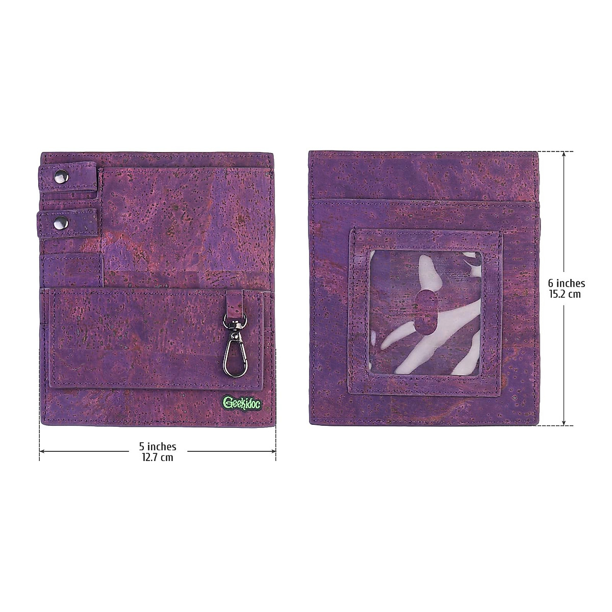 Geekidoc Premium Portuguese Cork 4-Piece Pocket Organizer Kit for Doctors, Nurses, and Students | Includes Pocket Protector, Reflex Hammer, Bandage Scissors & Rubber Coated LED Penlight | Purple