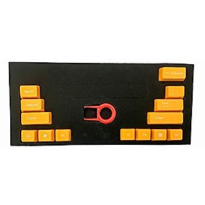 Meideli 14Pcs Gaming Keyboard Caps,Universal Keycaps for Mechanical Keyboard,PBT Clear ABS Color Matching Key Caps Replacement Orange White ABS