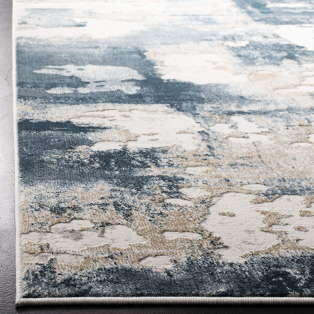 SAFAVIEH Vogue Collection Runner Rug - 2' x 12', Beige & Turquoise, Modern Abstract Design, Non-Shedding & Easy Care, Ideal for High Traffic Areas in Living Room, Bedroom (VGE142B)