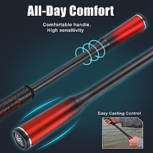 Sougayilang Fishing Rods, Spinning Rods and Casting Fishing Rods, with Full Carbon Fiber Handle, 24T Carbon Fiber 2PCS Fishing Pole for Long Casting Bass, Trout, Panfish（Spin-6'）