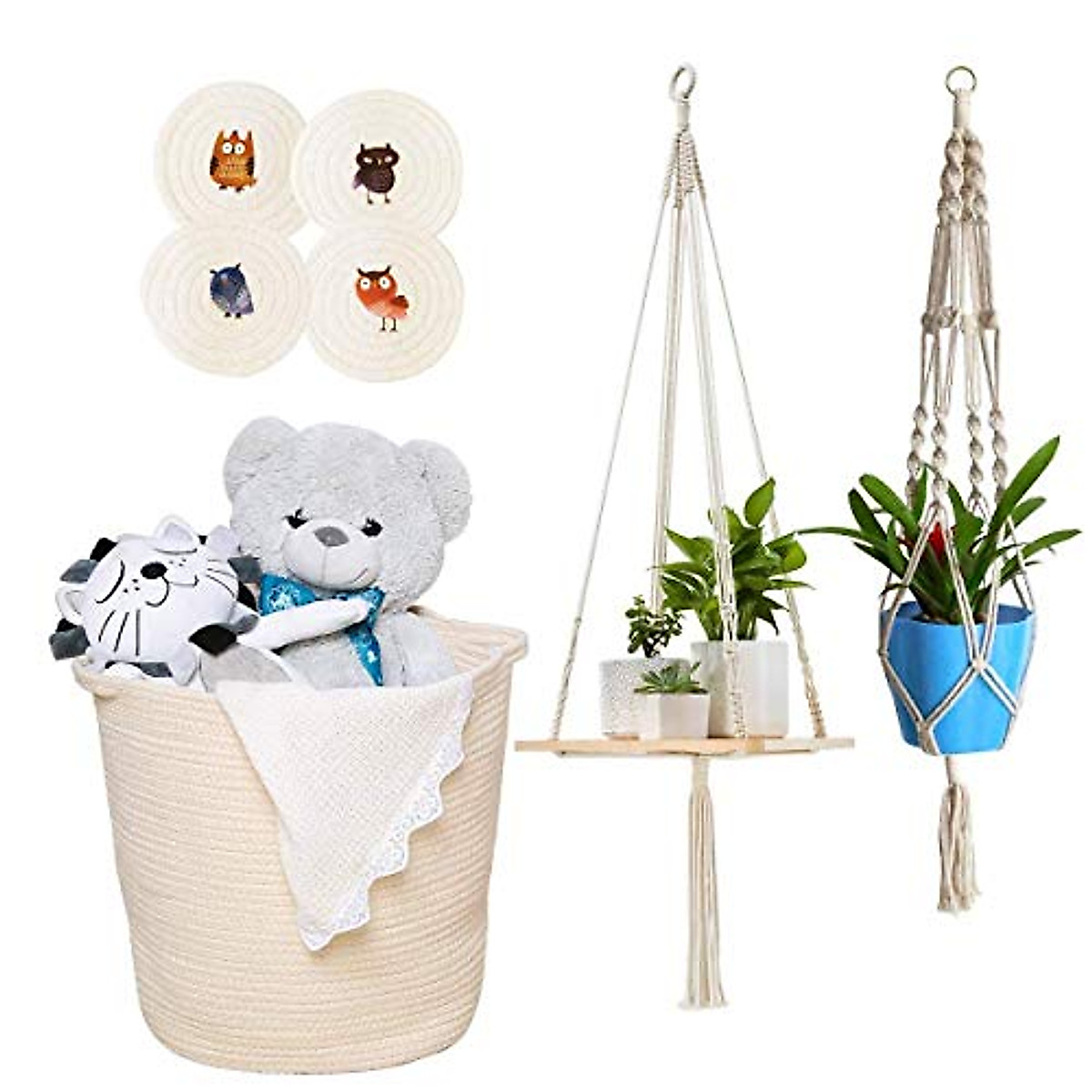 Enenes Craft Rope 1/4 INCH Braided Rope Cotton Rope 65 Feet Clothesline All Purpose Braided Cord for DIY Rope Basket/Mat as Candle Replacement Wick Self Watering Rope for Potted Plants (6MM,32 Feet)