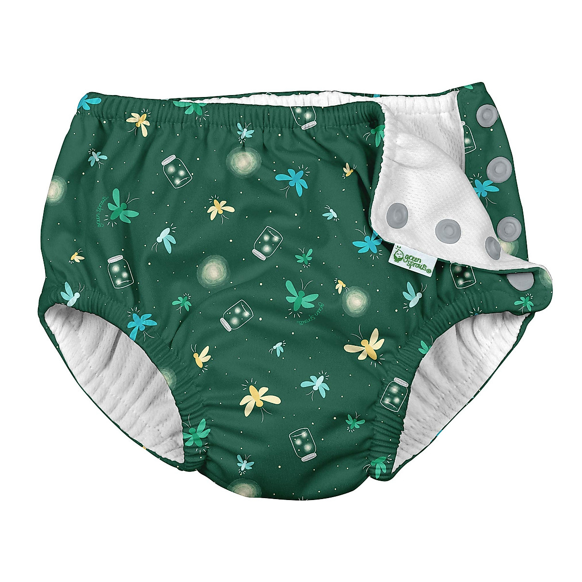 i Play Boys Reusable Absorbent Baby Swim Diapers Dark Green Fireflies 24 Months