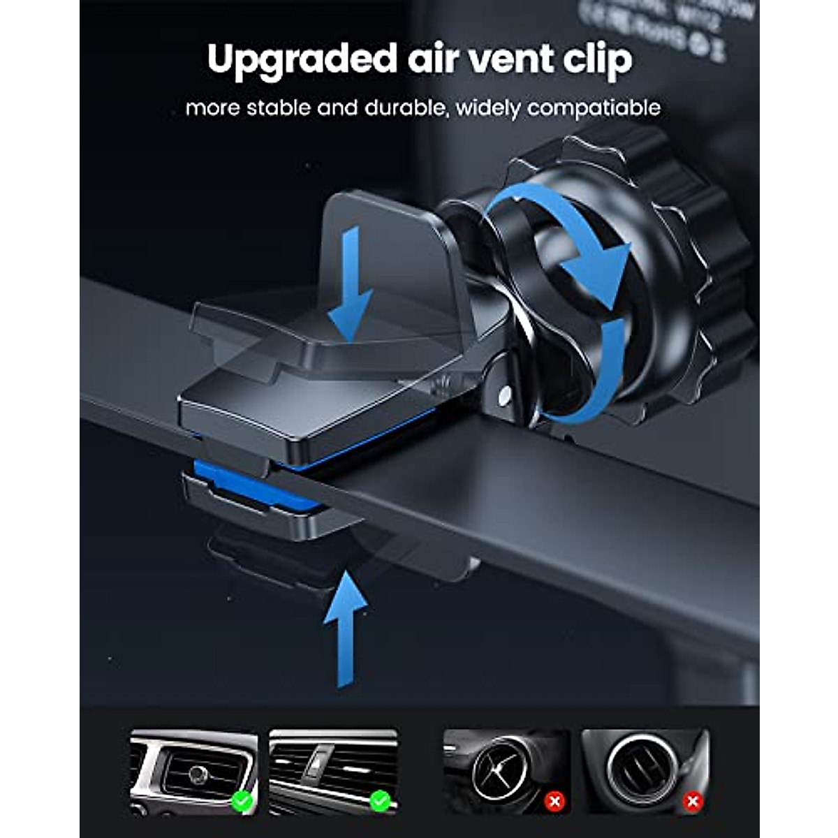 HEGGCOOE Magnetic Wireless Car Charger, 15W Fast Charging Compatible with MagSafe Car Mount Charger Air Vent Phone Holder for iPhone 14/13/12 Series with 45W Fast Car Charger Adapter