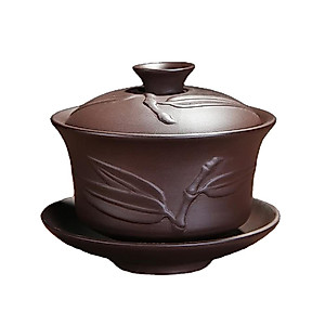 Woonsoon Yixing Chinese Zisha Gaiwan Handmade 170ml China Porcelain Gaiwan Kungfu Teacup Traditional Chinese Teaware Tea Set