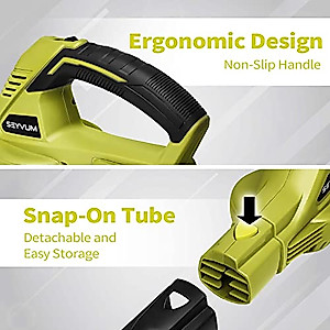 SEYVUM Leaf Blower - 320CFM 150MPH 20V Leaf Blower Cordless with 2 X 2.0 Battery & Charger, Electric Leaf Blower for Lawn Care, Battery Powered Leaf Blower Lightweight for Snow Blowing & Yard Cleaning