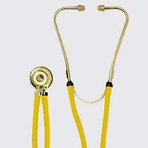 Dixie Ems Sprague-Rappaport Type Two Tube Stethoscope – Yellow with Plated Gold