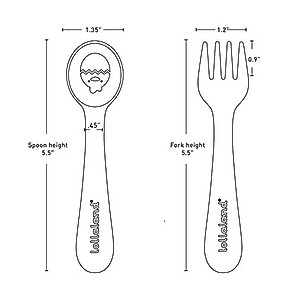 Lollaland 5 Piece Plastic Toddler Silverware Spoon and Fork Utensil Set - Reusable Toddler Cutlery with Hygienic Travel Pouch (Turquoise)