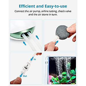 NICREW UFO Aquarium Air Pump, Ultra Silent Air Aerator Pump for Fish Tank, Oxygen Pump with Dual Outlets, Accessories Included, 2.5W