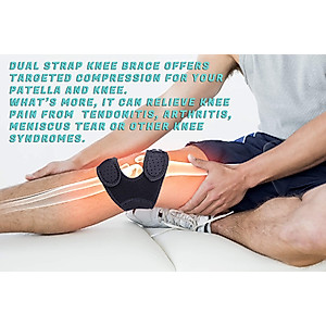 THX4COPPER Compression Dual Adjustable Patella Knee Brace for Pain Relief, Knee Strap Support for Running, Jumper, Gym Exercise, Tendonitis, Arthritis, Injury Recovery, Joints and Muscles