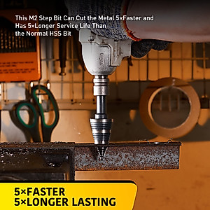 Anfrere M2 HSS Step Drill Bit for Impact Drills, 7/8", 1-1/8", 1-3/8" Black Cone Drill Bits for Steel Metal Sheet Hole Drilling Cutting, Multiple Hole Unibit, Stepped Up Bits Home Tools