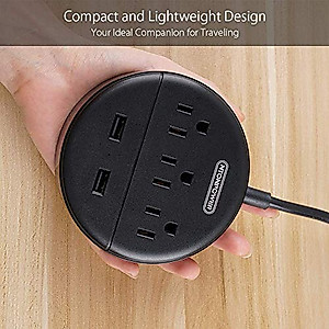 NTONPOWER Flat Plug Power Strip Bundle, 3 Outlets 2 USB Compact Power Strip with 5ft Cord and 10 ft Long Extension Cord, Right Angle Plug, Wall Mount for Office, Home, Nightstand, Dorm Essentials
