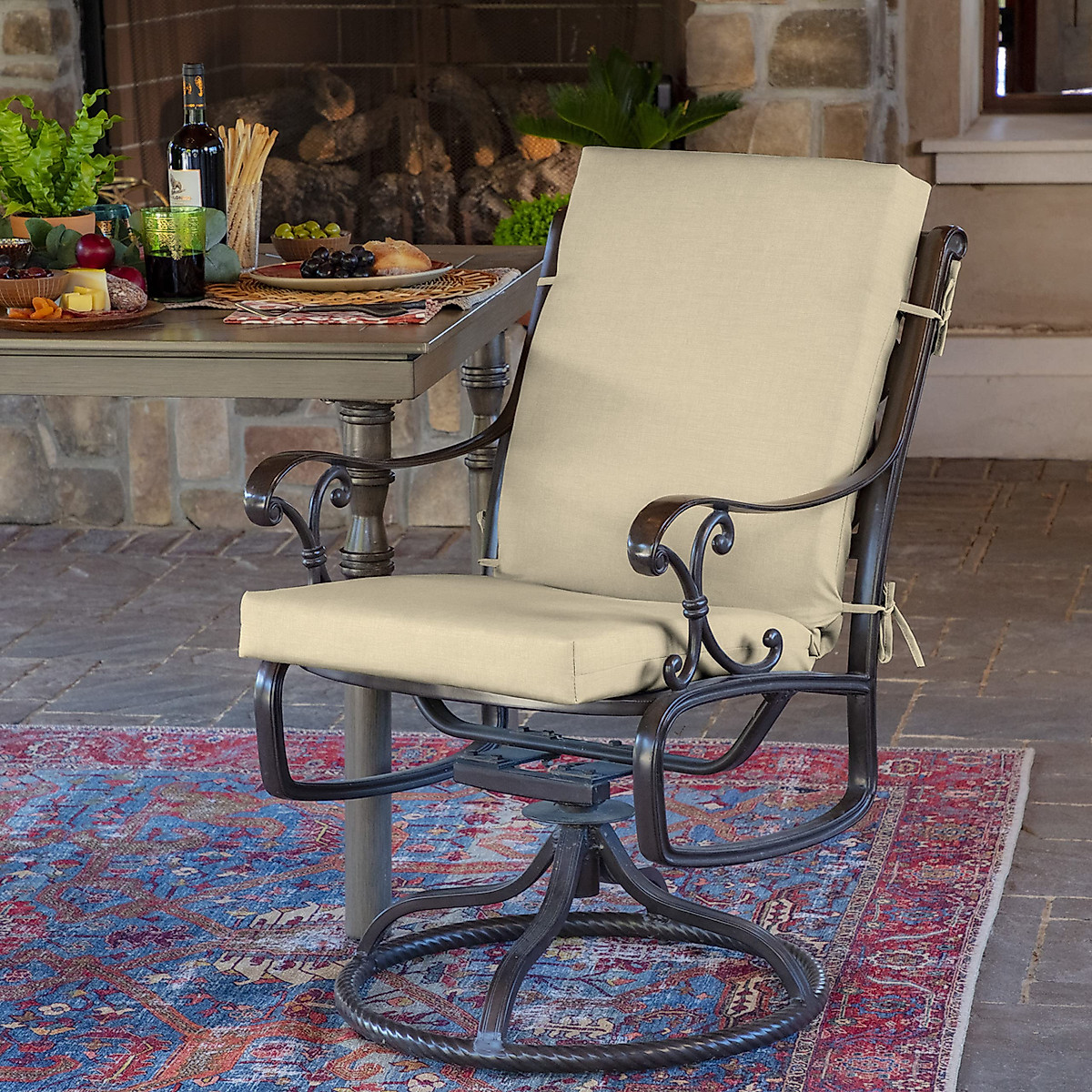 Arden Selections Outdoor Midback Chair Cushion, 18 x 16.5, Rain-Proof, Fade Resistant 16.5 x 18, Tan Leala