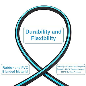 FINECHAO Garden Hose 5/8" x 50ft with 10 Function Water Hose Nozzle Sprayer, Commercial Grade Rubber Lead-in Heavy Duty Hose, 100% Rubber, Ultra-Light, Super Strong Hose…