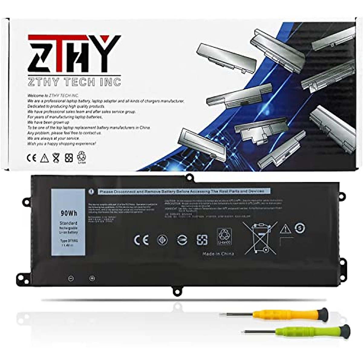 ZTHY 90Wh DT9XG Laptop Battery Replacement for Dell Alienware Area-51m R1 R2 ALWA51M-D1968W D1968B D1969PW D1733B D1746W D1735DB D1733PB D1766W D1748DW D1746B D1766B D1741DB Series 07PWKV 0KJYFY 11.4V