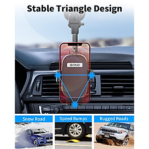 OQTIQ Suction Cup Phone Holder for Windshield/Dashboard, Phone Mount for Truck Car, 13-Inch Gooseneck Long Arm Sturdy Phone Mount with One Hand Operation, Compatible with All Phones