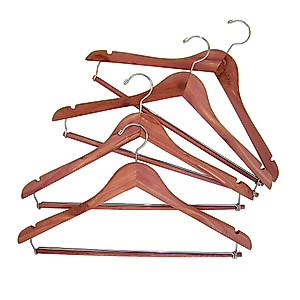 CedarFresh 26340 Red Cedar Wood Clothes Hangers | Locking Trouser Bar and Swivel Hook | Set of 4