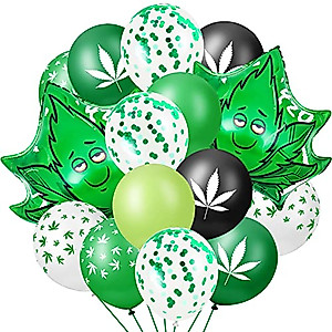 48 Pcs Weed Balloons Pot Leaf Party Decorations Pot Leaf Latex Balloons Weed Decor Pot Leaf Shape Foil Balloons Green Confetti Balloon Weed Print Gifts for Summer Hawaii Style Tropical Party Supplies