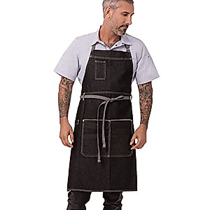 Chef Works Unisex Bronx Bib Apron, Black, One Size