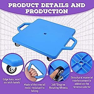 Liliful 20.8"L x 15.7"W Floor Scooter Board with Handles, Set of 4, Plastic Gym Scooter for Kids, Sports Scooter Board, Sit and Spin for Children Indoor Outdoor Activities (Red, Orange, Blue, Purple)