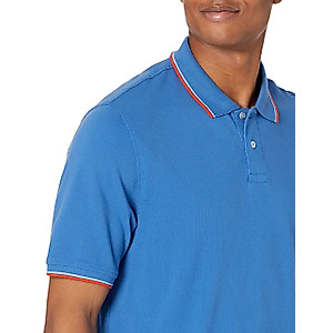 Amazon Essentials Men's Regular-Fit Cotton Pique Polo Shirt (Available in Big & Tall), Blue Red White Stripe, X-Large